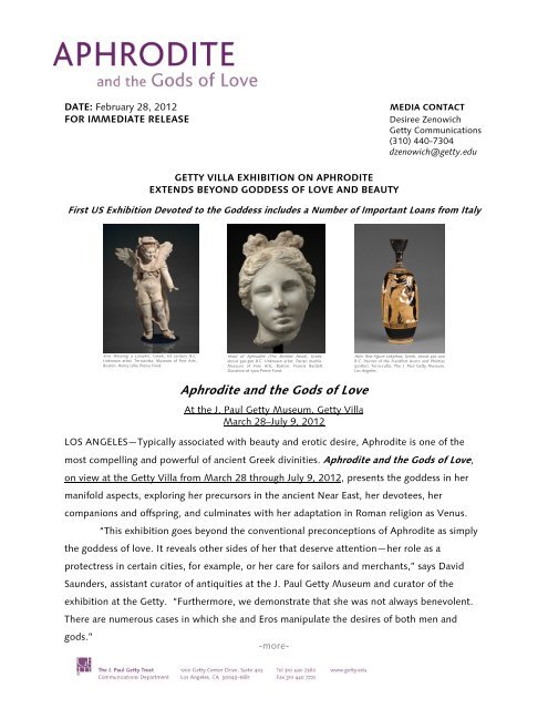 Aphrodite and the Gods of Love (Press Release) - News from the Getty