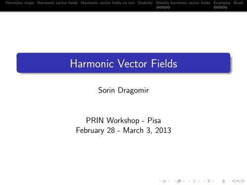 Harmonic Vector Fields