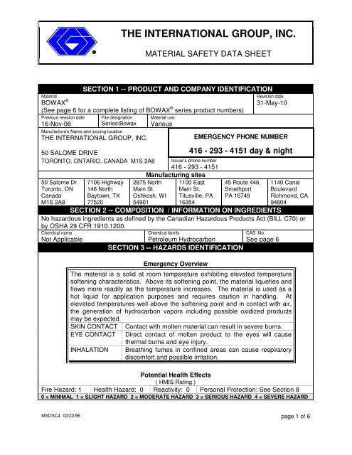 THE INTERNATIONAL GROUP, INC.