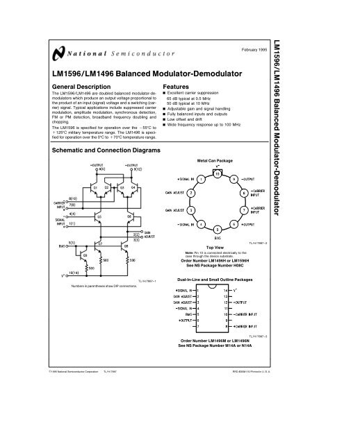 LM1596/LM1496 Balanced Modulator-Demodulator