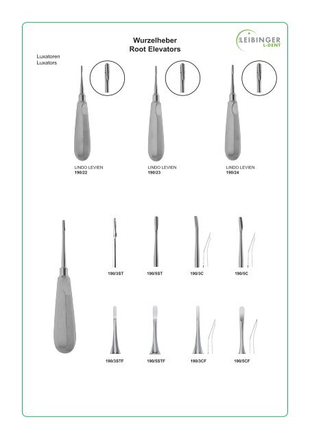 Wurzelheber Root Elevators - Otto Leibinger L-Dent