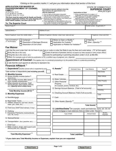 Application For Waiver Of Fees/ Appointment Of Counsel Family (JD