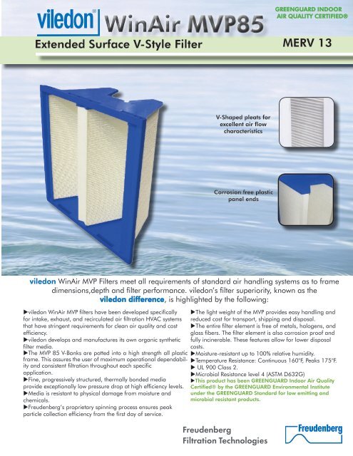 WinAir MVP85 - Freudenberg Filtration Technologies