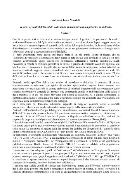 Abstract tesi - Provincia di Bergamo