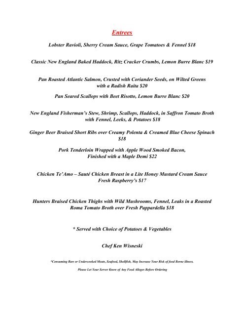 Dinner Menu - Strawberry Fair Restaurant