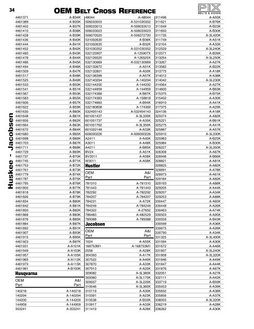 34 OEM BELT CROSS REFEREN
