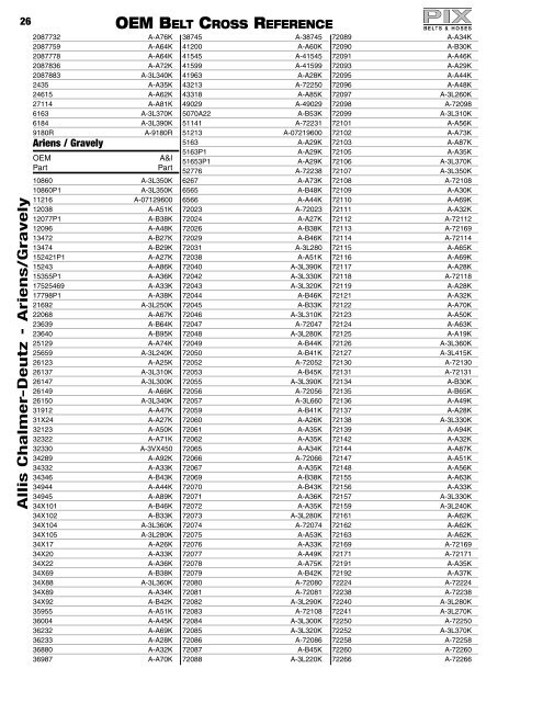 26 OEM BELT CROSS REFEREN