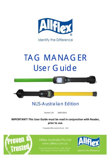 Tag Manager User Guide - 1.01 (2.2 MB) - Allflex Australia