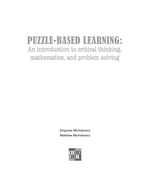 PUZZLE-BASED LEARNING: - School of Computer Science - The ...