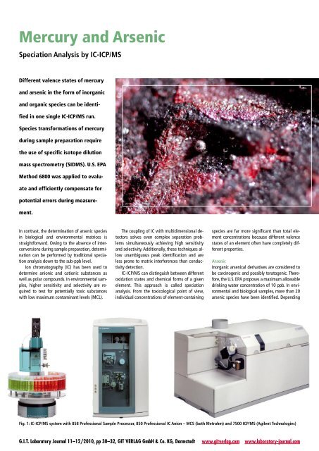 Mercury and Arsenic Speciation Analysis by IC ... - MEP Instruments