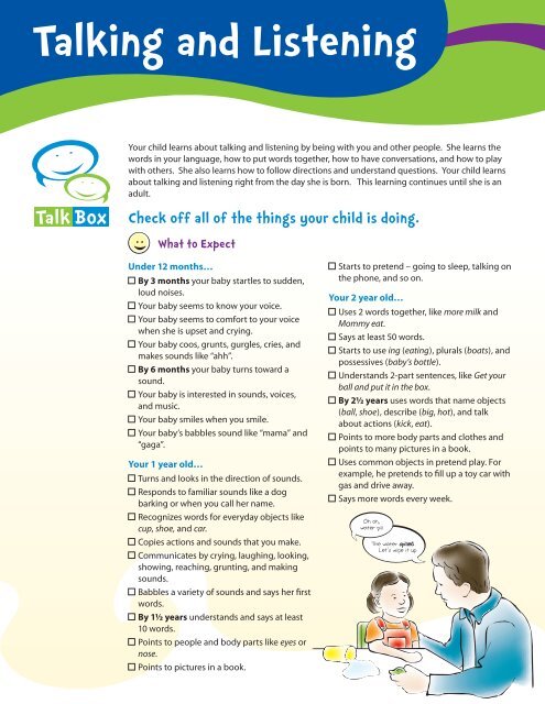 Talking and Listening Checklist - Parent Link Centre