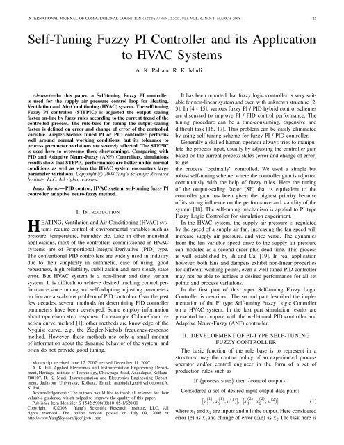 Self-Tuning Fuzzy PI Controller and its Application to HVAC Systems