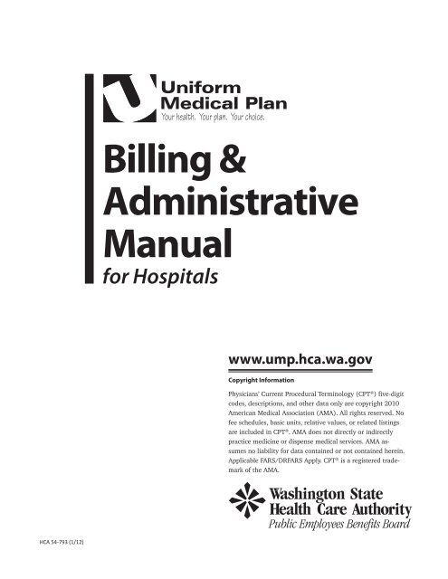 (UMP) Billing and Administrative Manual for hospitals - Regence ...