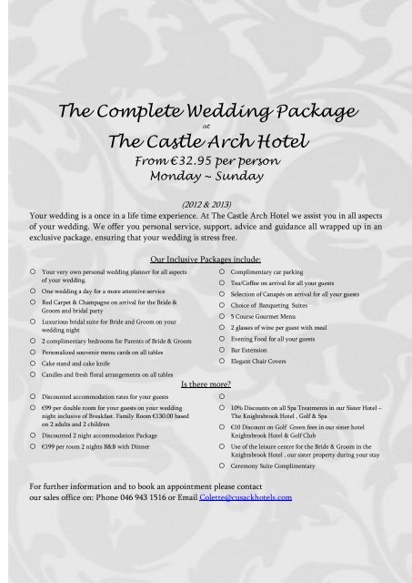 Wedding night package | Beachweddingtips.com