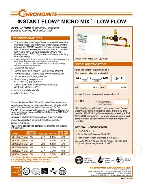 INSTANT FLOW® MICRO MIX - LOW FLOW - Chronomite