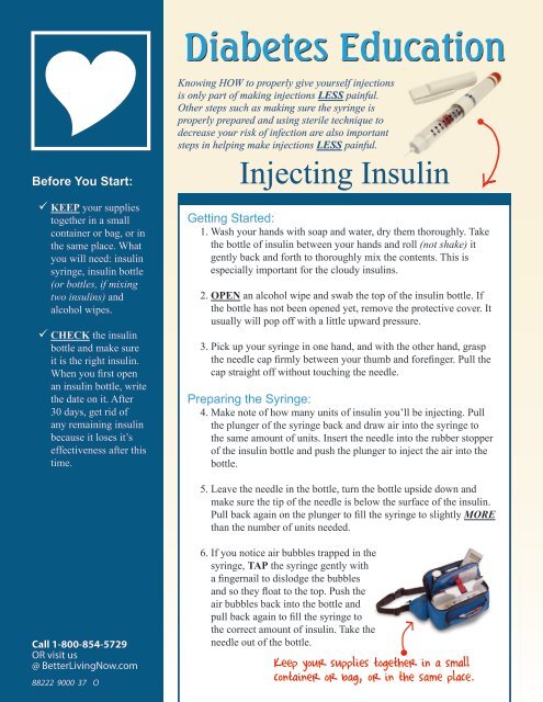 Injecting Insulin - Better Living Now Health Education Guide
