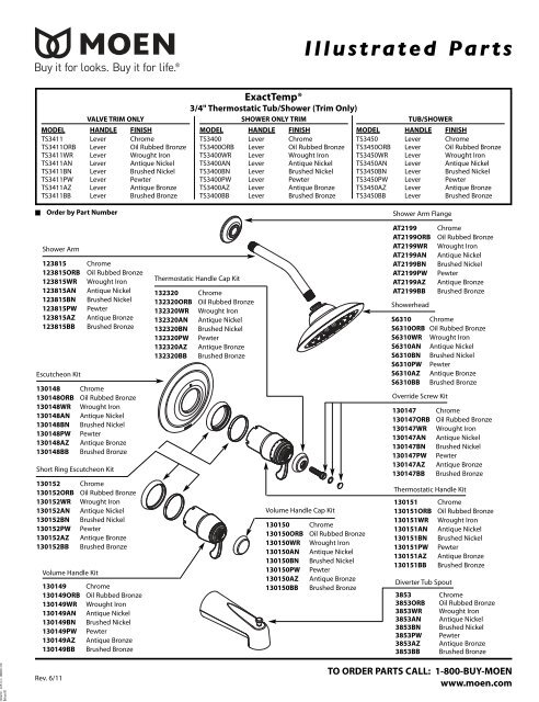 Exploded Parts View - Moen