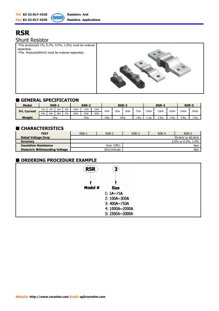 RSR - RARA - Resistors And Resistive Applications
