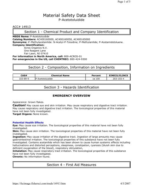 Acetanilida Msds Toxicity