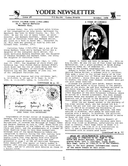 Issue 08 - Yoder Family Information