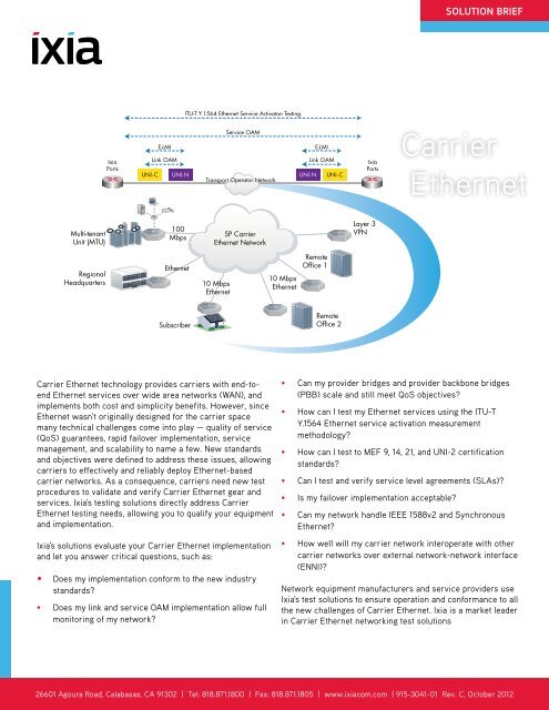 Carrier Ethernet - Ixia