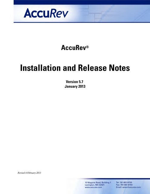 Installation and Release Notes - AccuRev