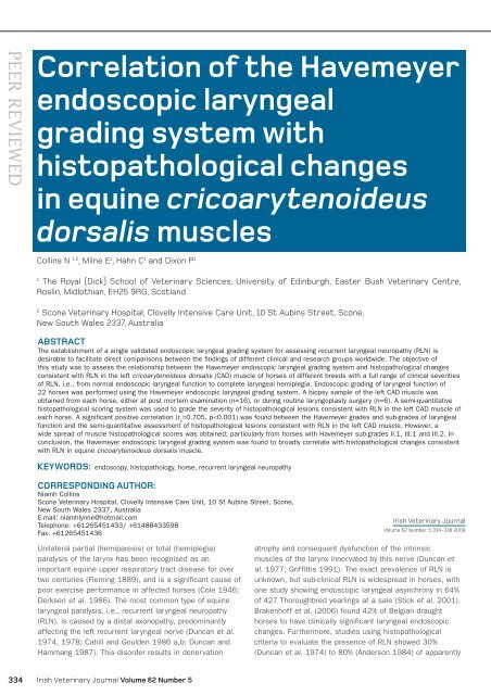 Correlation of the Havemeyer endoscopic laryngeal grading system ...