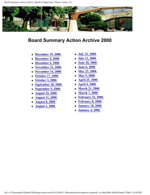 Board of Supervisors - Placer County Government - State of California