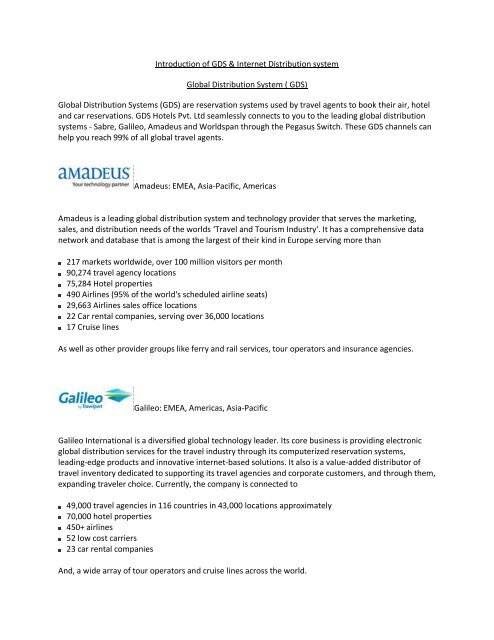 Introduction of GDS & Internet Distribution system Global Distribution ...