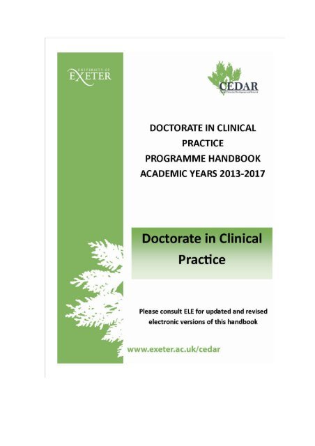 Doctorate in Clinical Practice - Psychology - University of Exeter