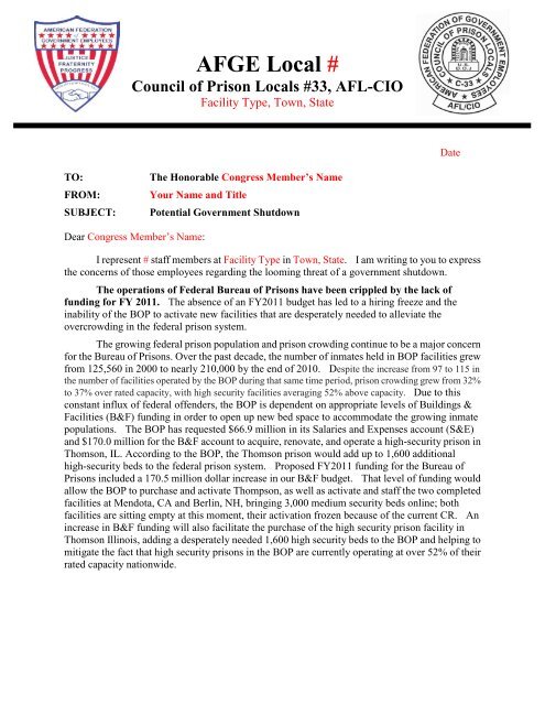 AFGE Local # - Council of Prison Locals - C-33