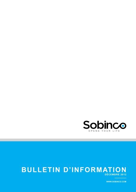 BULLETIN D'INFORMATION - Sobinco