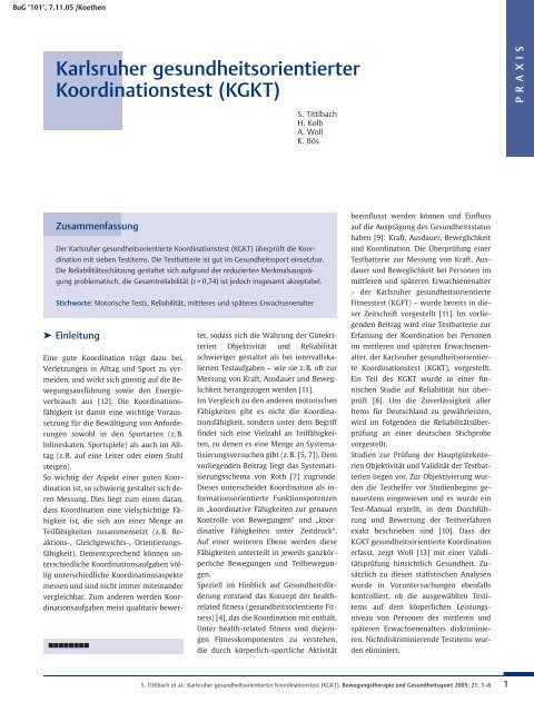 Karlsruher gesundheitsorientierter Koordinationstest (KGKT)