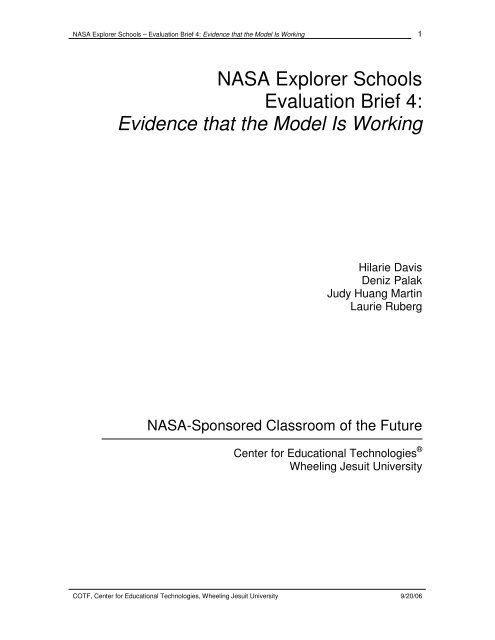 NASA Explorer Schools Evaluation Brief 4 - The Center for ...