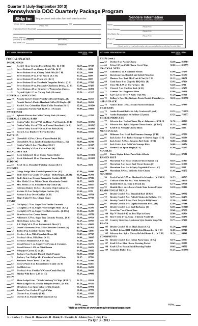 Pennsylvania DOC Quarterly Package Program - Access Securepak