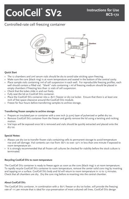CoolCell SV CoolCell® SV2 - BioCision