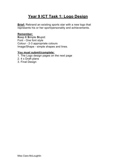 Year 9 ICT Task 1: Logo Design - Teach ICT