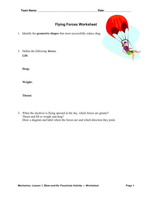Flying Forces Worksheet - Teach Engineering