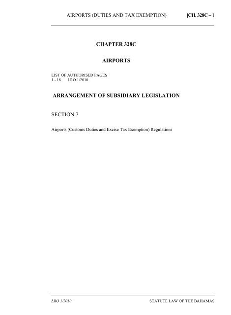 Airports (Customs Duties and Excise Tax Exemption) Regulations