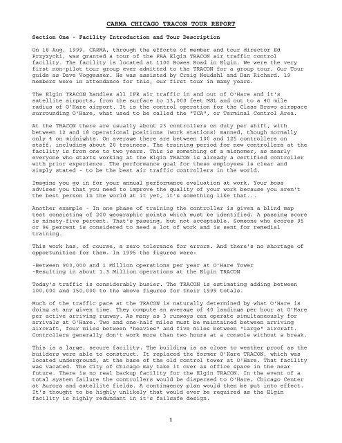 Elgin TRACON Tour Report - Chicago Area Radio Monitoring ...