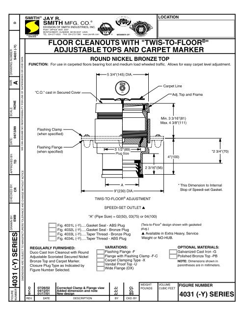 Submittal 4031(-Y) - Jay R. Smith MFG Co.