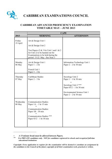 CARIBBEAN EXAMINATIONS COUNCIL