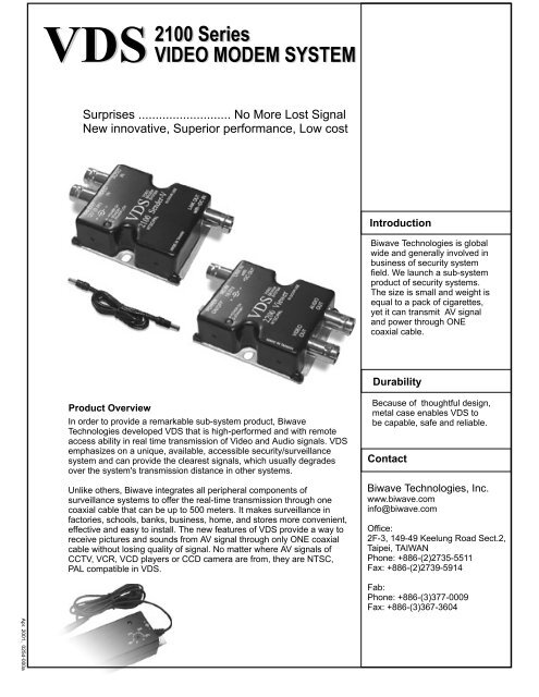 2100 Series VIDEO MODEM SYSTEM VDSVIDEO MODEM SYSTEM