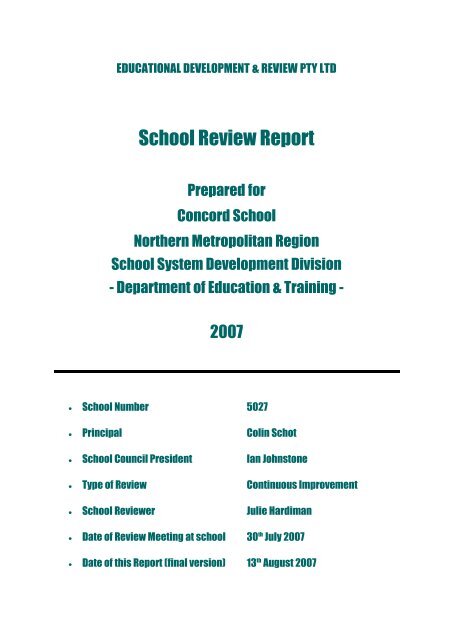 School Review Report - Concord School
