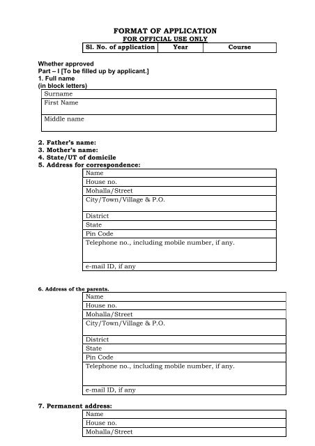 FORMAT OF APPLICATION - Government of Himachal Pradesh