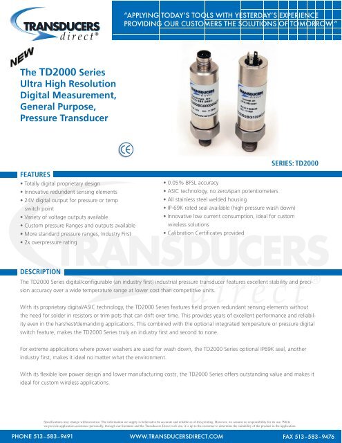 The TD2000 Series - Transducers Direct