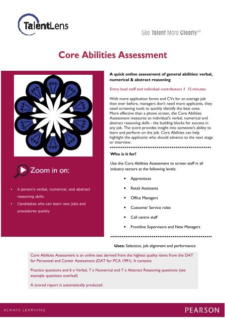 Core Abilities Assessment - TalentLens