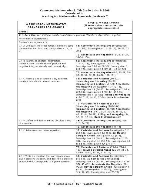 Connected Mathematics 2, 7th Grade Units Â© 2009 ... - Pearson