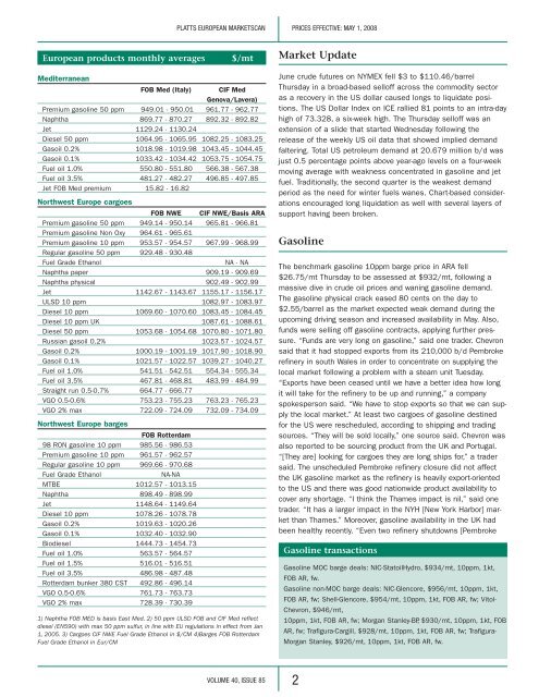 PLATTS EUROPEAN MARKETSCA