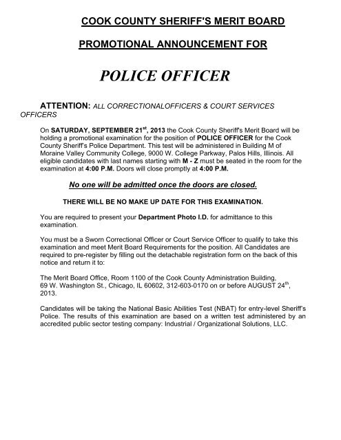 Sheriff's Police Officer Written Examination Announcement Last ...